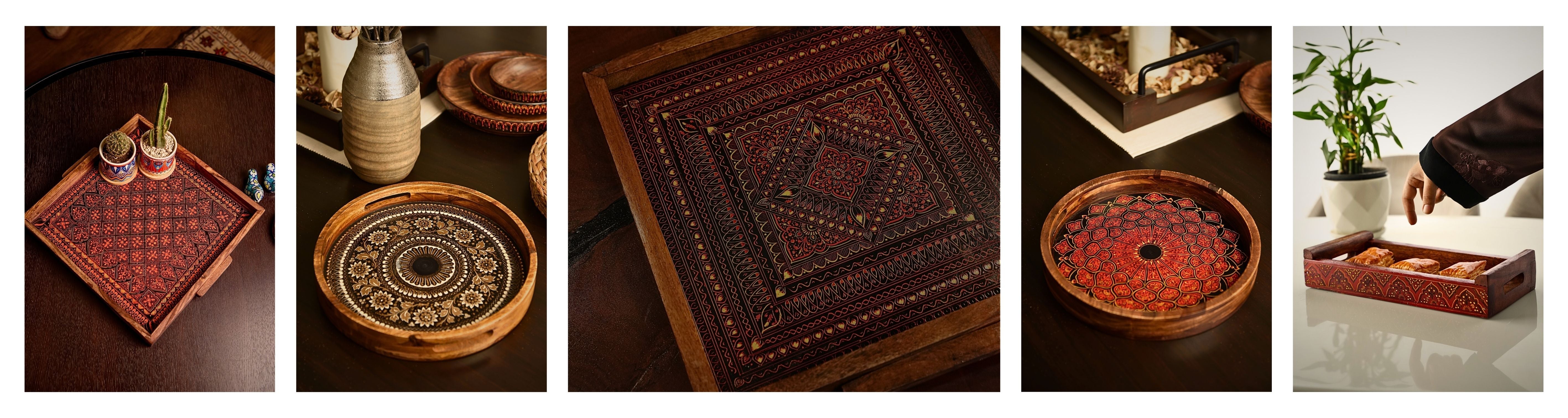 Handmade Wooden Trays | Serving Trays Pakistan – Udaari Crafts